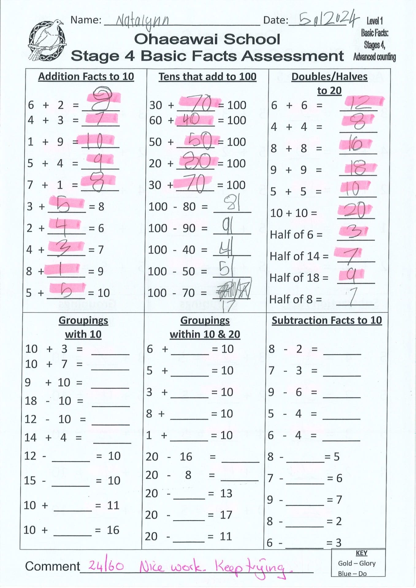 Basic fact. – Natalynn @ Ohaeawai Primary School